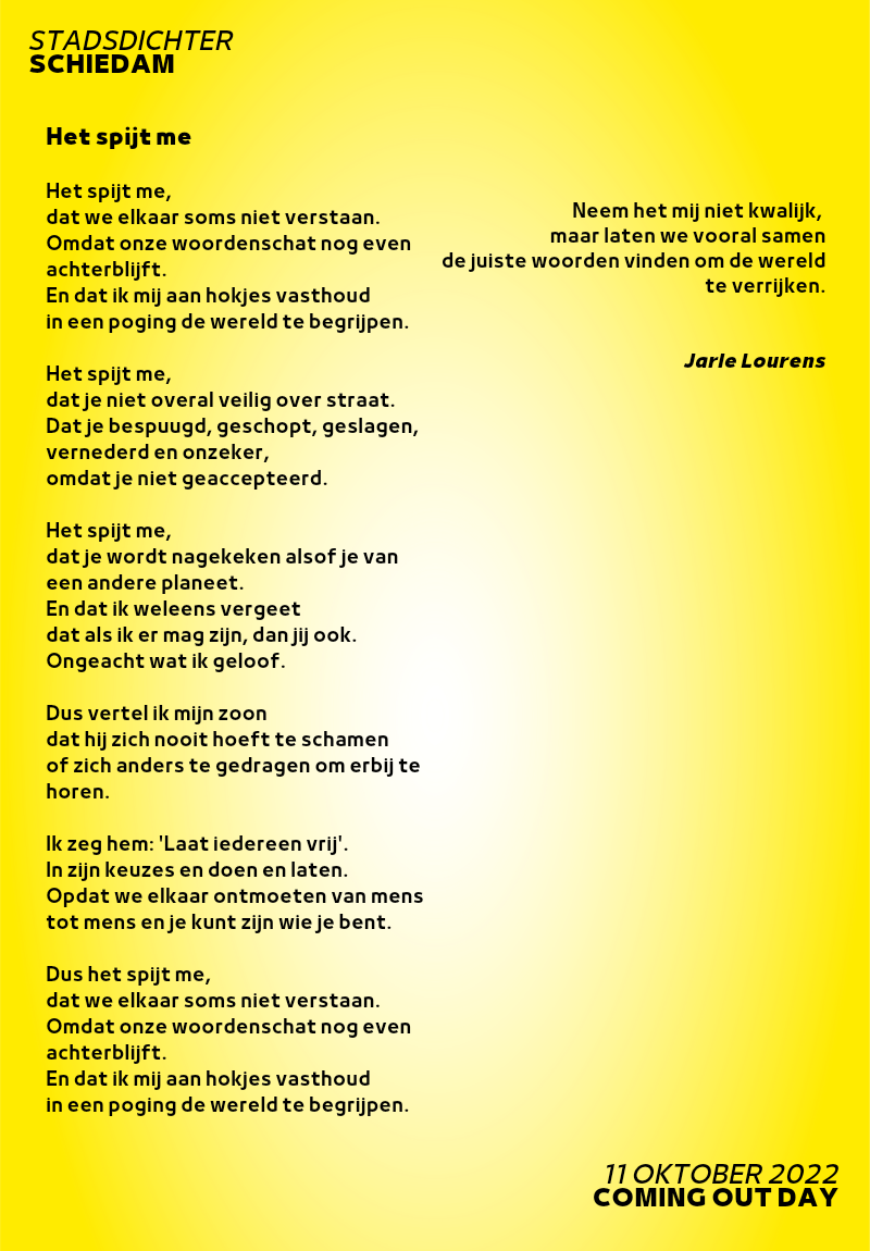 Gedicht: Het spijt me | Schiedam